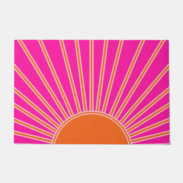 Sun Sunrise Hot Pink And Orange Preppy Sunshine Doormat | Zazzle