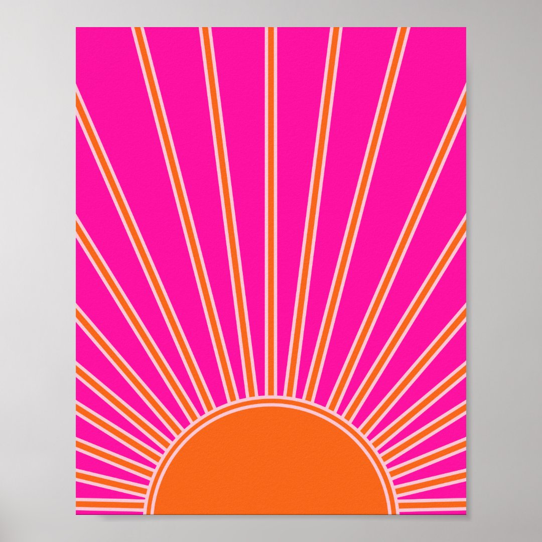Sun Sunrise Hot Pink And Orange Preppy Sunshine Poster | Zazzle