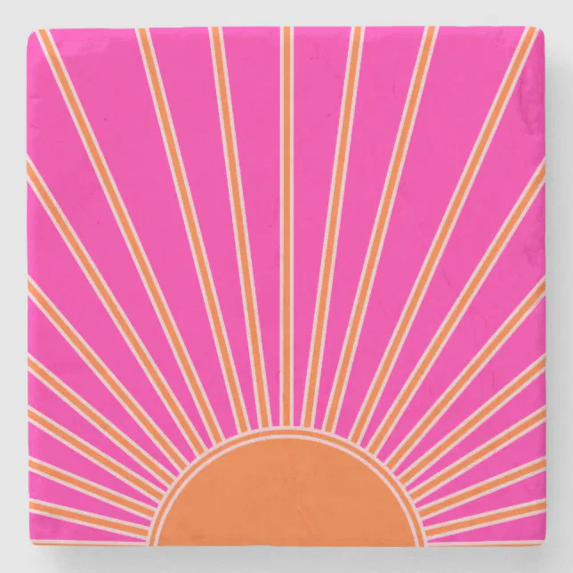 Sun Sunrise Hot Pink And Orange Preppy Sunshine Stone Coaster | Zazzle