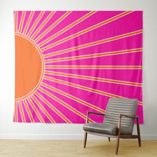 Sun Sunrise Hot Pink And Orange Preppy Sunshine Tapestry | Zazzle