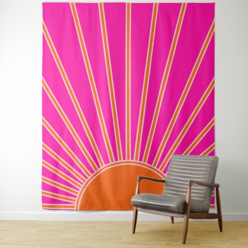 Sun Sunrise Hot Pink And Orange Preppy Sunshine Tapestry | Zazzle