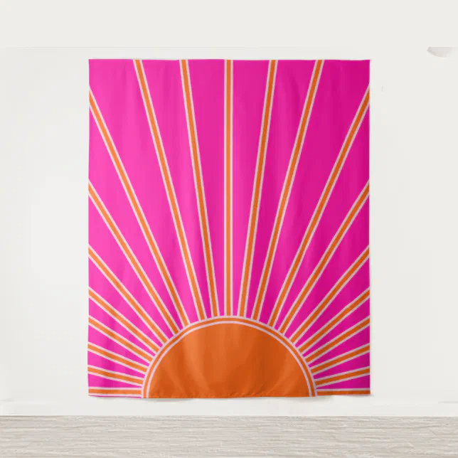 Sun Sunrise Hot Pink And Orange Preppy Sunshine Tapestry | Zazzle