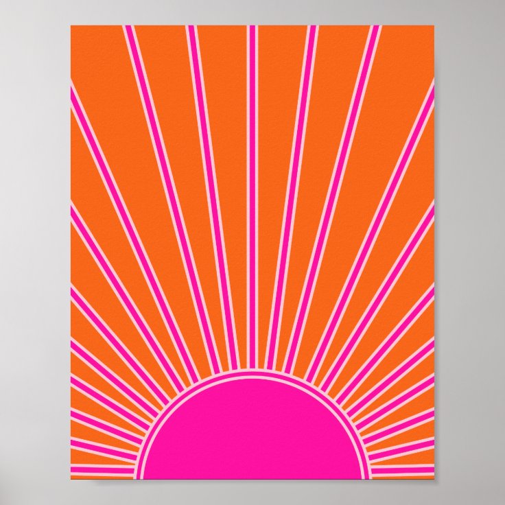 Sun Sunrise Orange And Hot Pink Preppy Sunshine Poster | Zazzle