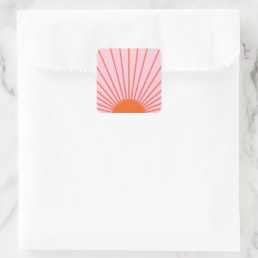 Sun Sunrise Pastel Pink And Orange Sunshine Square Sticker | Zazzle