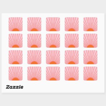 Sun Sunrise Pastel Pink And Orange Sunshine Square Sticker | Zazzle