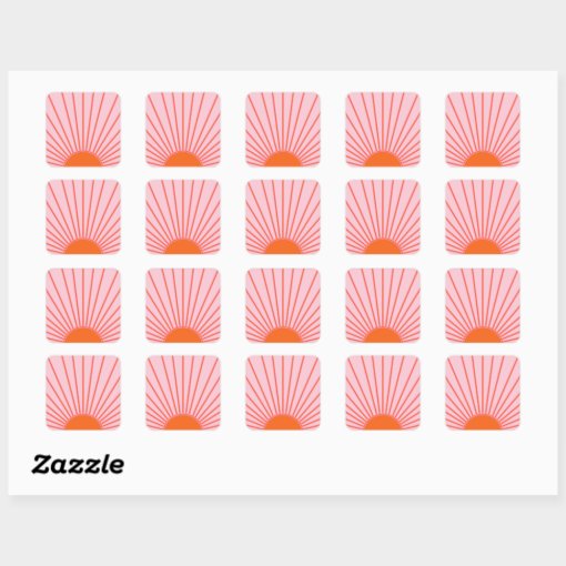 Sun Sunrise Pastel Pink And Orange Sunshine Square Sticker | Zazzle
