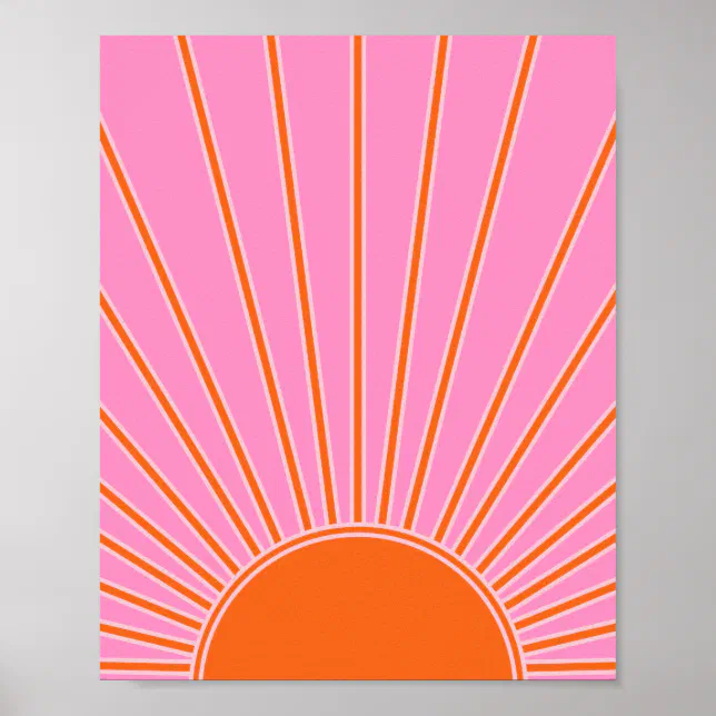 Sun Sunrise Pink And Orange Vintage Boho Sunshine Poster | Zazzle