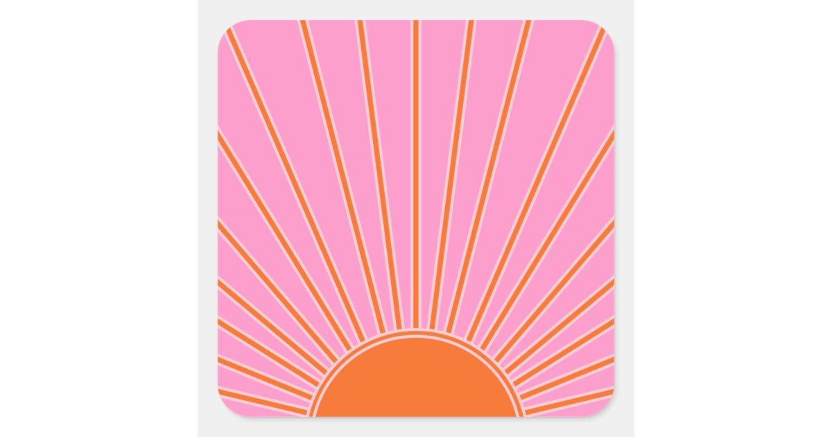 Sun Sunrise Pink And Orange Vintage Boho Sunshine Square Sticker | Zazzle