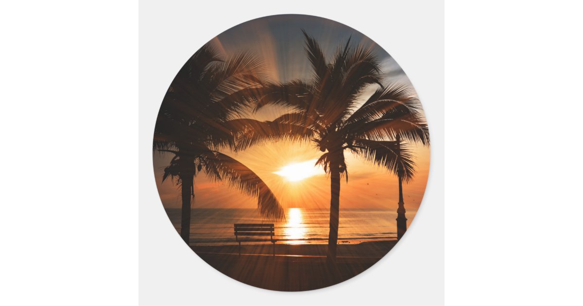 Sun Sunset Sunrise Classic Round Sticker | Zazzle