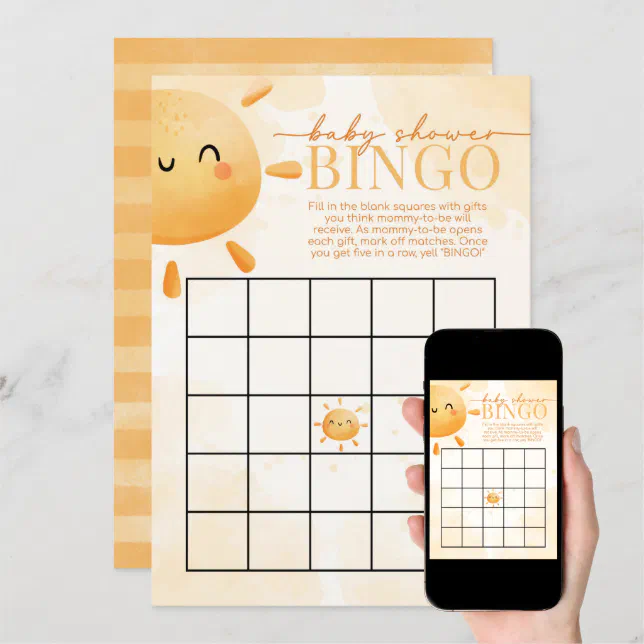 Sun Sunshine Baby Shower BINGO Game Invitation | Zazzle