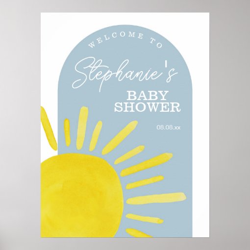 Sun Sunshine Boy Baby Shower Welcome Sign | Zazzle