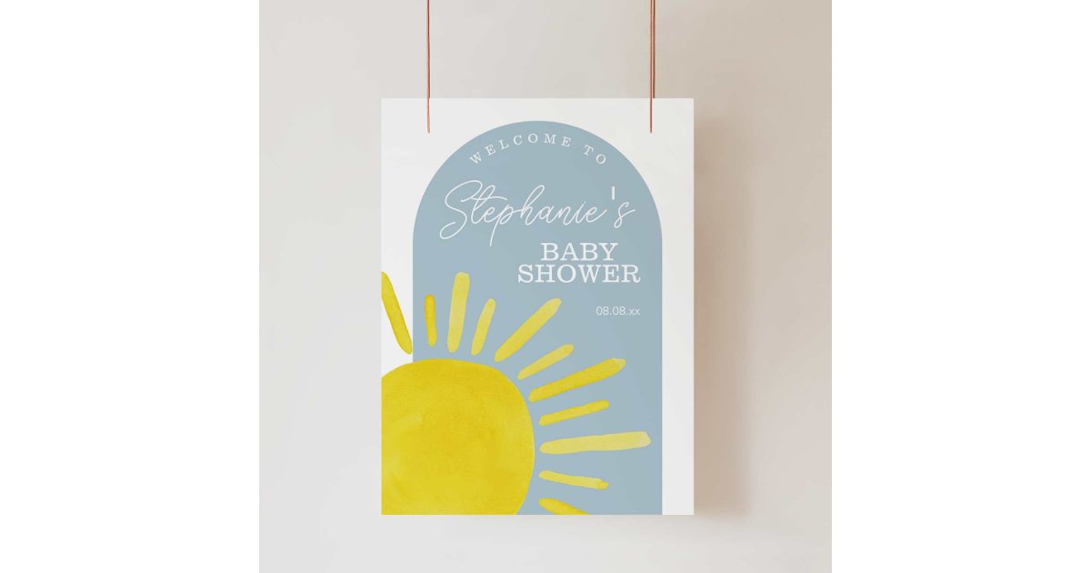 Sun Sunshine Boy Baby Shower Welcome Sign | Zazzle
