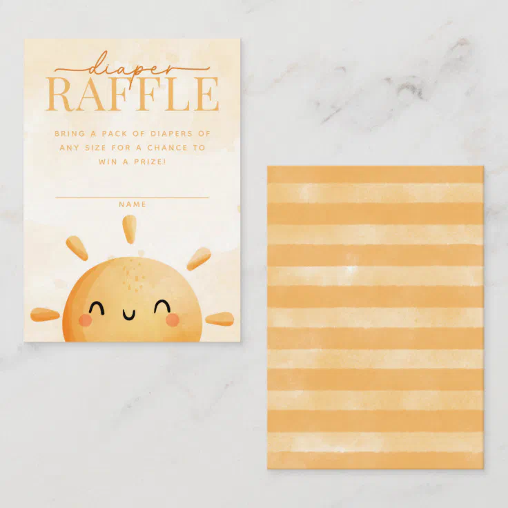 Sun Sunshine Diaper Raffle Card Insert | Zazzle