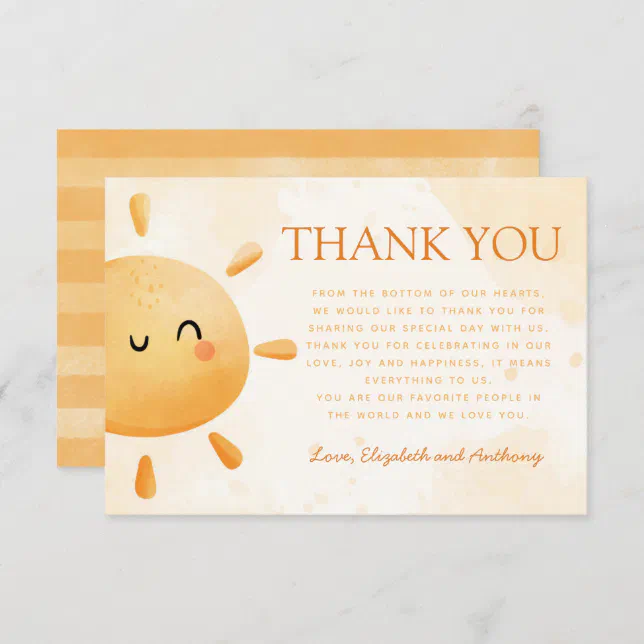 Sun Sunshine Thank You Card Note | Zazzle