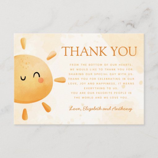 Sun Sunshine Thank You Card Note | Zazzle