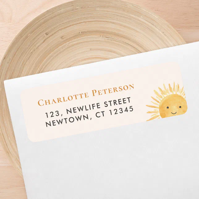 Sun-Themed Baby Shower Return Address Label | Zazzle