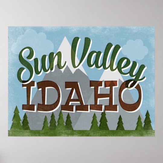Sun Valley Idaho Fun Retro Snowy Mountains Poster | Zazzle.com