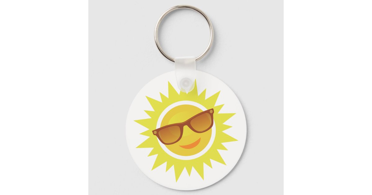 Sun Wearing Sunglasses Keychain | Zazzle