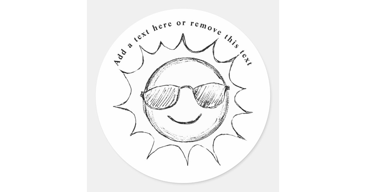 Sun Wearing Sunglasses Sketch Classic Round Sticker | Zazzle