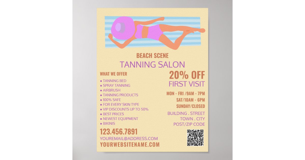 Sunbather, Tanning Salon Advertising Poster | Zazzle