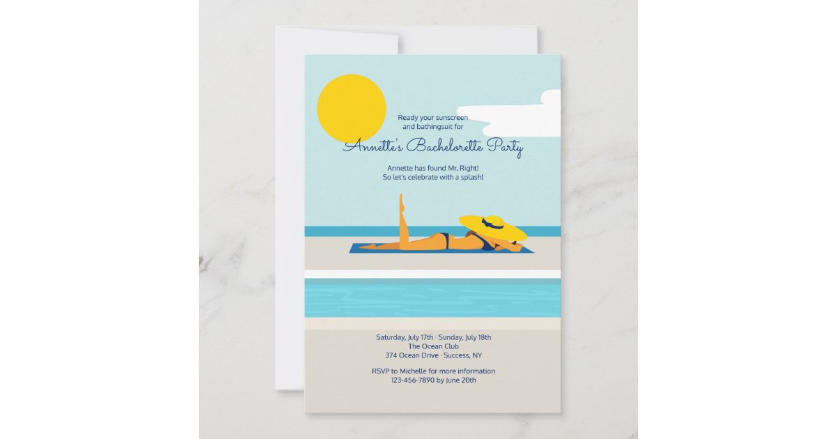 Sunbathing Pool Party Invitation | Zazzle