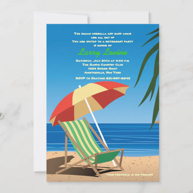 Sunbathing Time Retirement Party Invitation | Zazzle