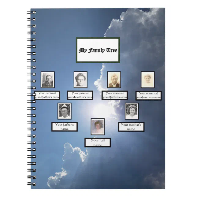 Sunbeams and Clouds Three Generation Family Tree Notebook | Zazzle