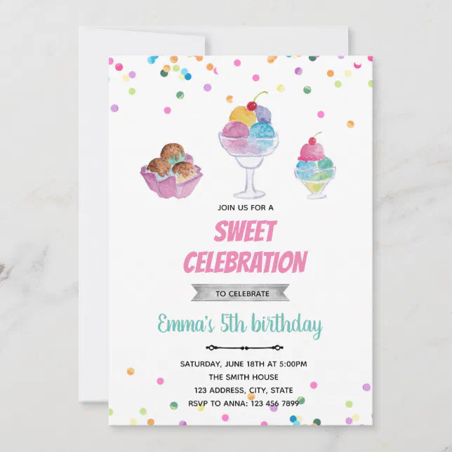 Sundae icecream summer invitation | Zazzle