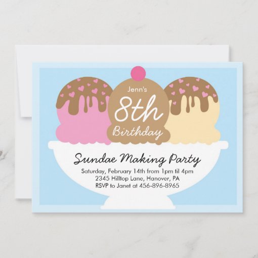 Sundae Making Birthday Party Invitations | Zazzle