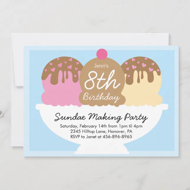 Sundae Making Birthday Party Invitations | Zazzle