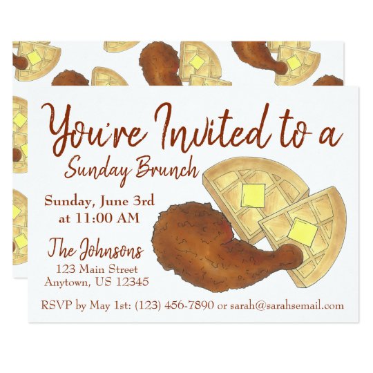 Sunday Breakfast Brunch Chicken and Waffles Invitation | Zazzle.com