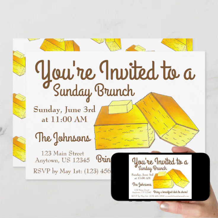 Sunday Breakfast Brunch Spoonbread Corn Bread Invitation | Zazzle