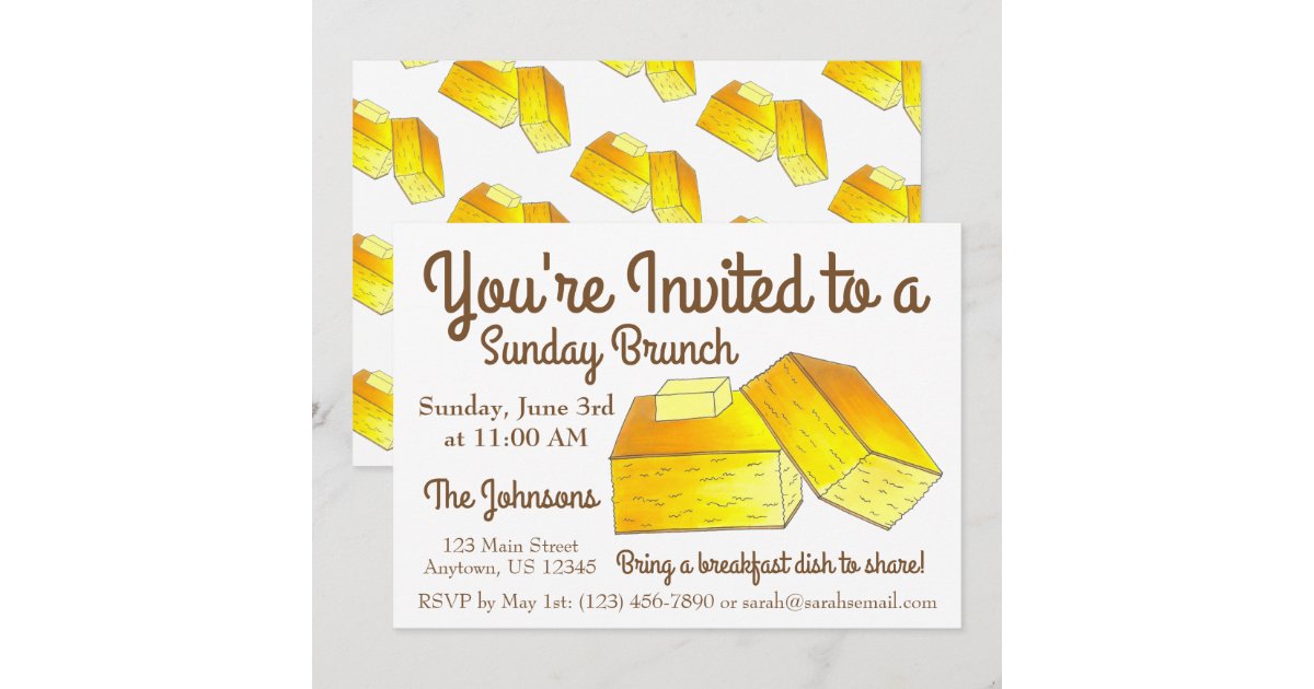 Sunday Breakfast Brunch Spoonbread Corn Bread Invitation | Zazzle