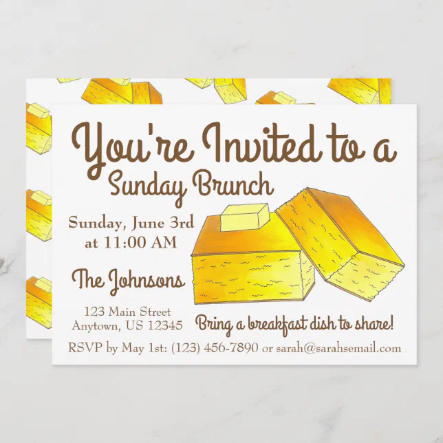 Sunday Breakfast Brunch Spoonbread Corn Bread Invitation | Zazzle