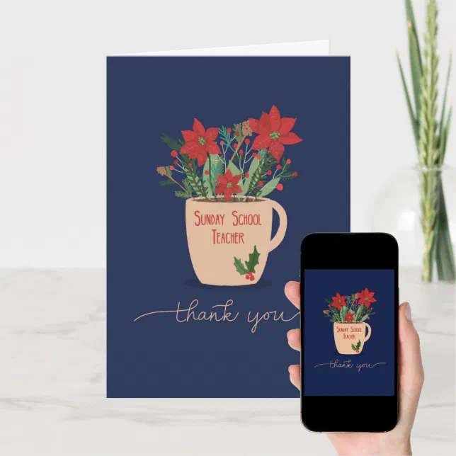 Sunday School Teacher Thank You at Christmas Card | Zazzle