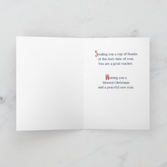 Sunday School Teacher Thank You at Christmas Card | Zazzle