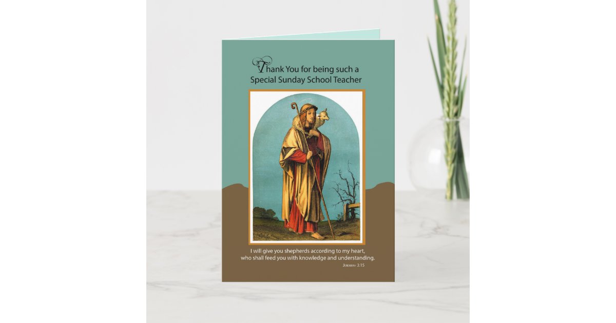 Sunday School Teacher Thank You Good Shepherd Card | Zazzle