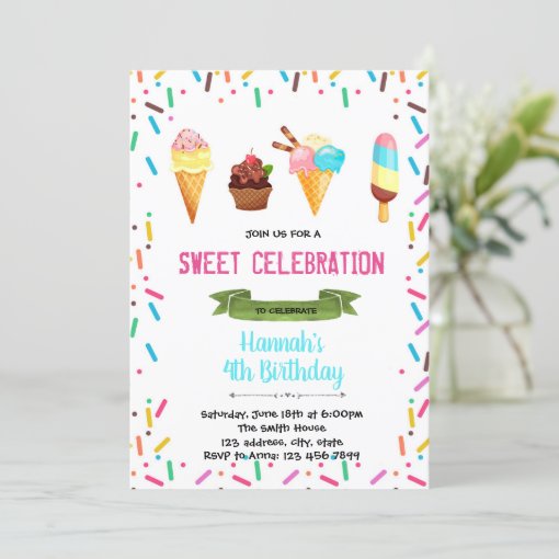 Sunday sundae party birthday invitation | Zazzle