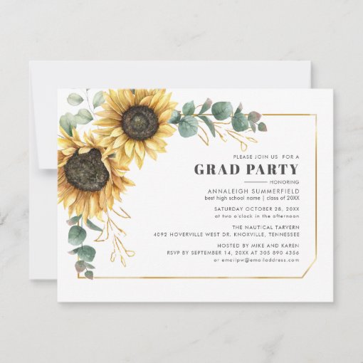 Sunflower 2024 Graduation Party Floral Photo Grad Invitation | Zazzle