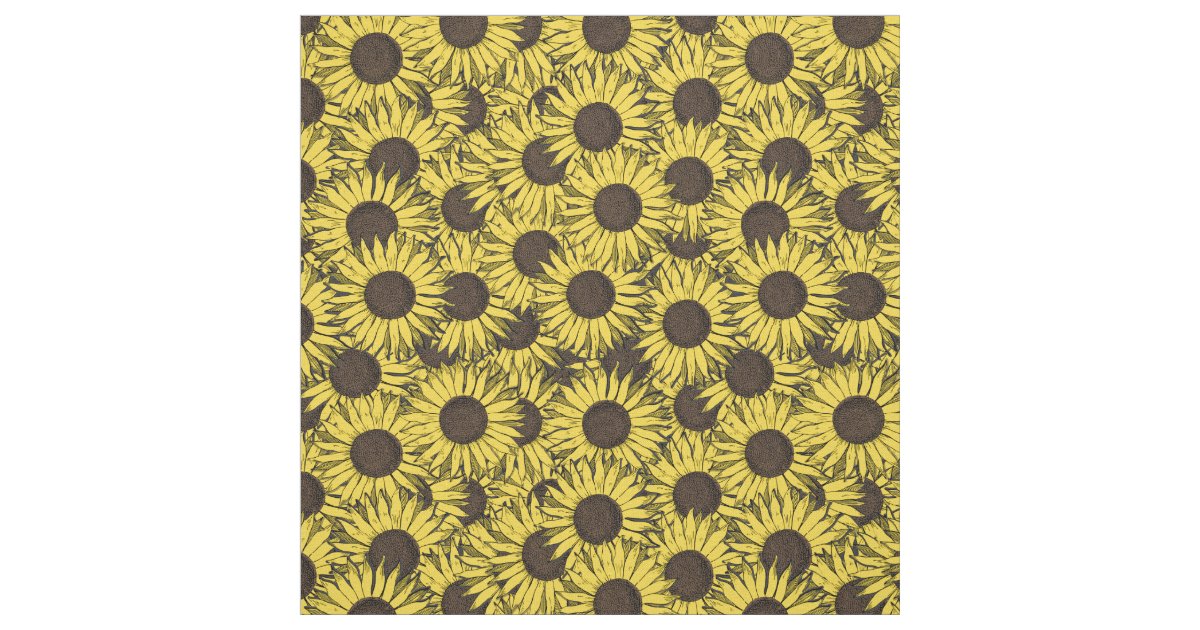 sunflower allover print fabric | Zazzle