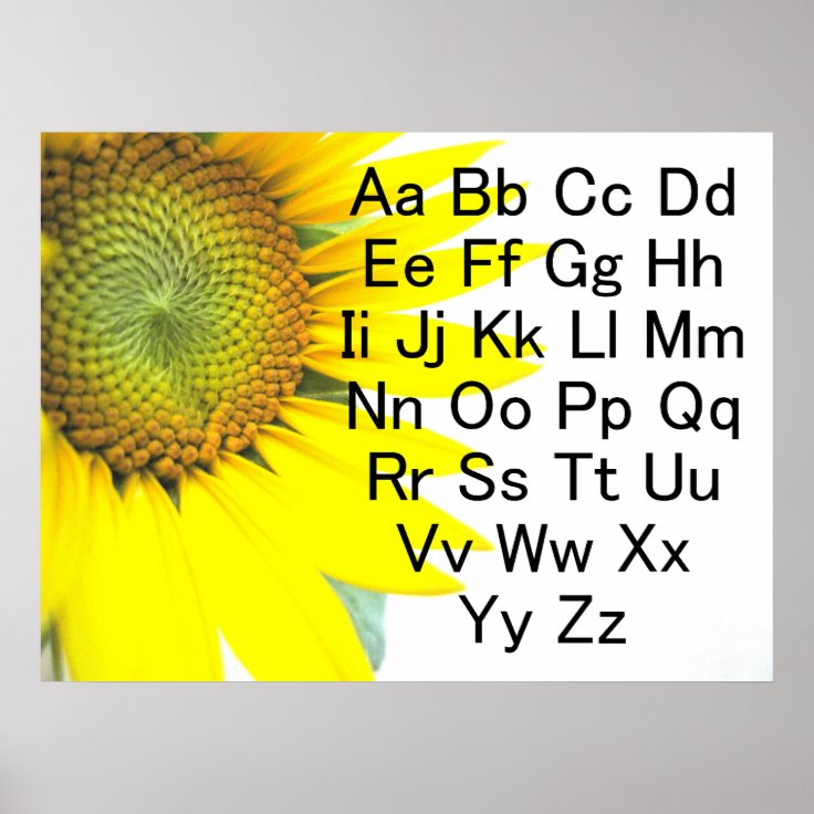 Sunflower Alphabet Chart Poster | Zazzle