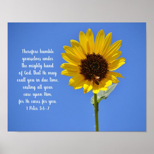 Sunflower And Bee Scripture Poster | Zazzle.com