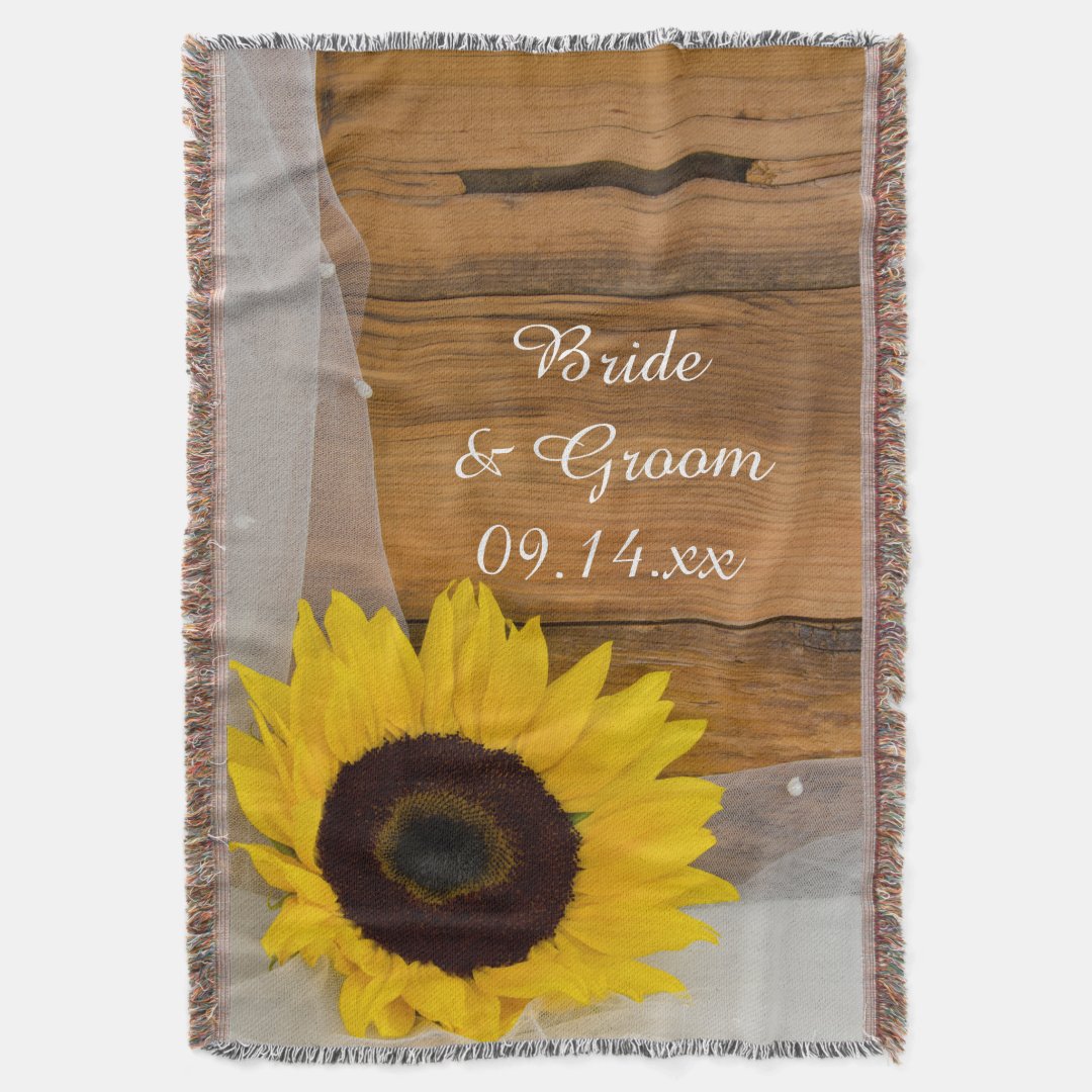 Sunflower and Bridal Veil Country Wedding Keepsake Throw Blanket | Zazzle