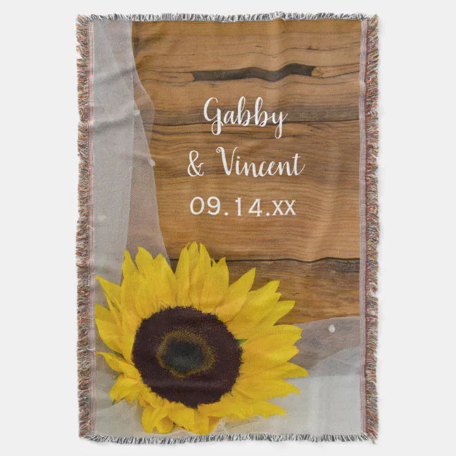 Sunflower and Bridal Veil Country Wedding Keepsake Throw Blanket | Zazzle