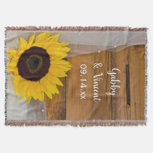 Sunflower and Bridal Veil Country Wedding Keepsake Throw Blanket | Zazzle