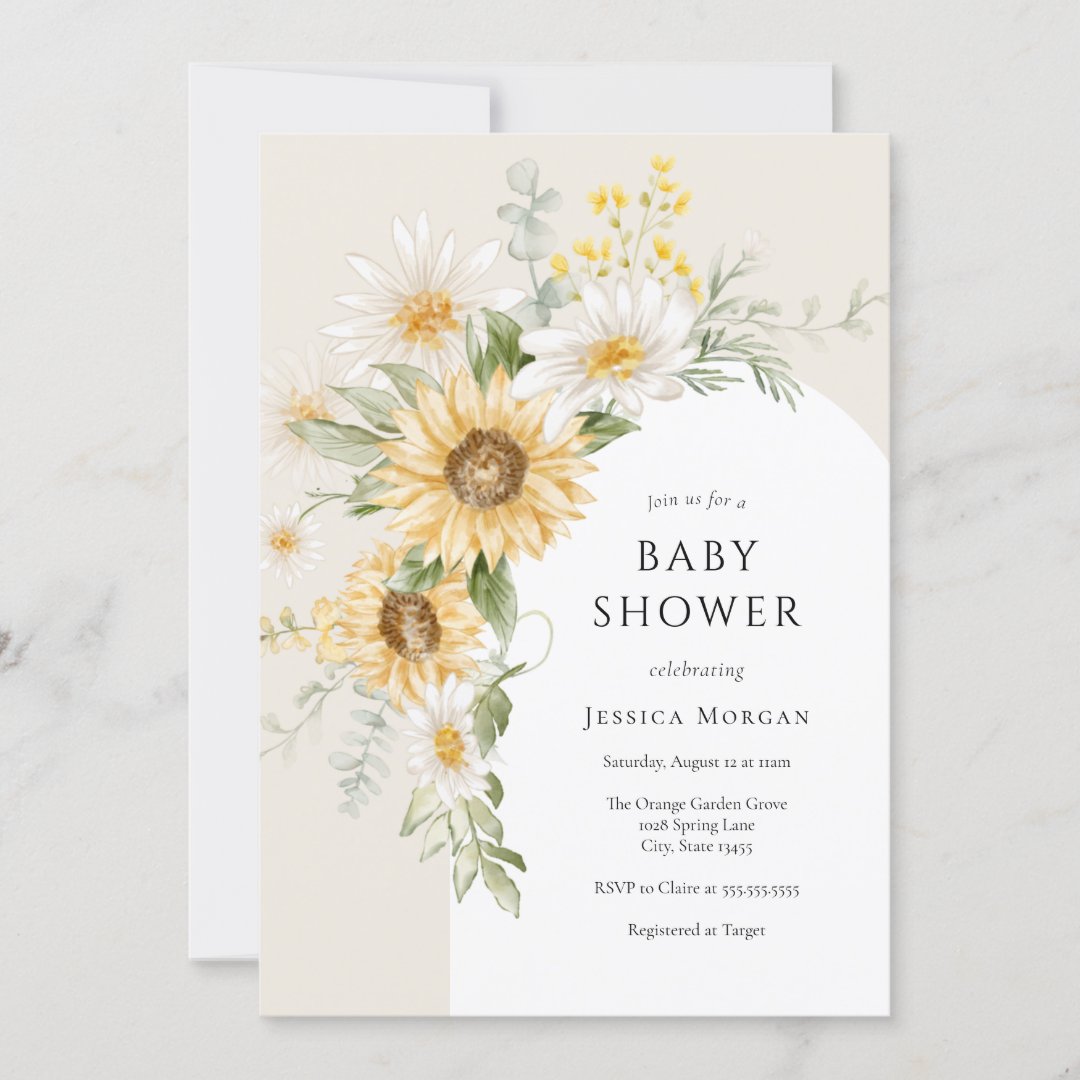Sunflower and Daisy Baby Shower Invitation | Zazzle