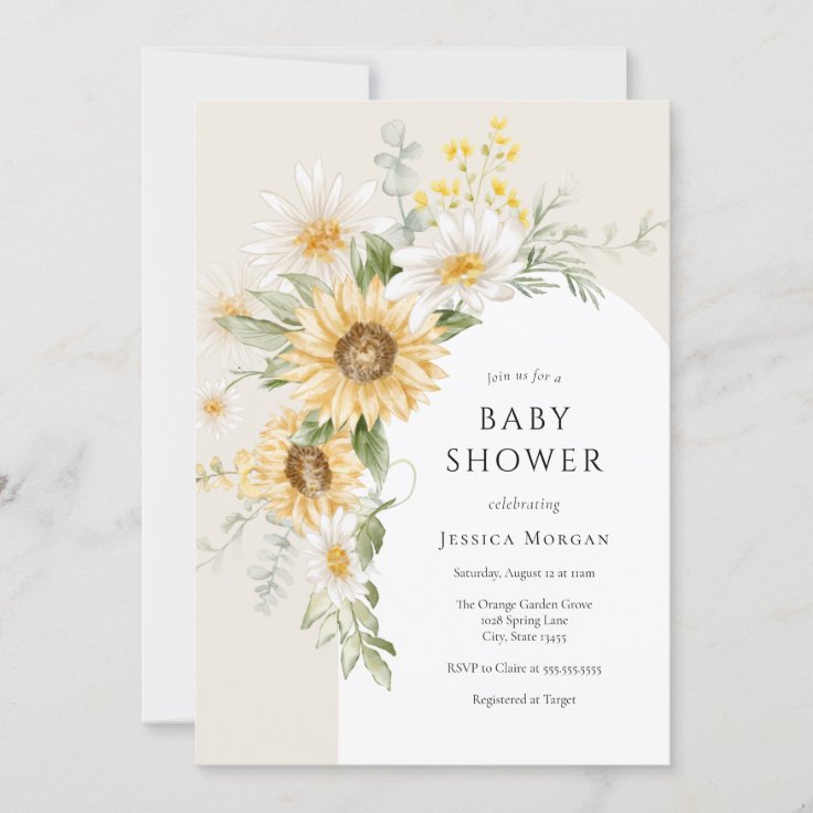 Sunflower and Daisy Baby Shower Invitation | Zazzle