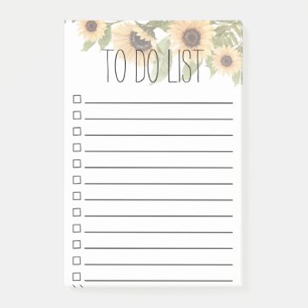 Sunflower and Leaves To Do List or Grocery List Post-it Notes | Zazzle