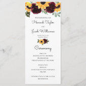 Sunflower and Roses Rustic Greenery Wedding Program | Zazzle
