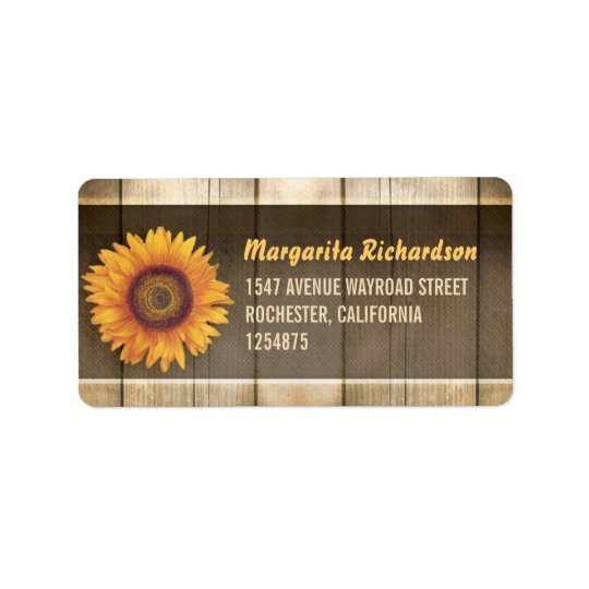 sunflower and rustic wood address labels | Zazzle.com